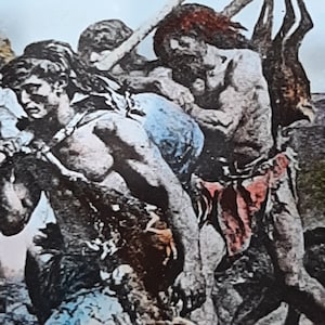 Antique Religious Glass Slide Hand Painted Cain a Wanderer Calif ...