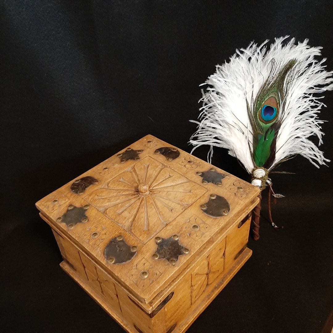 Alter. Deluxe Sacred Box. Square Hand Carved Wood Box With Hand Cut ...