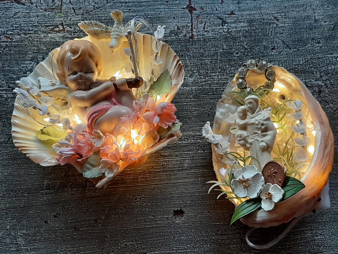 Light Up, Illuminated Saint and Angel Themed Shell Wall Art 2 to Choose ...