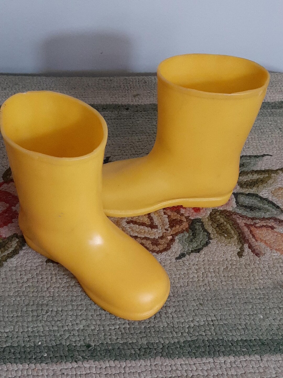 Child's Rubber Boots Vintage Yellow Boots Rubber Boot Planters Boot ...