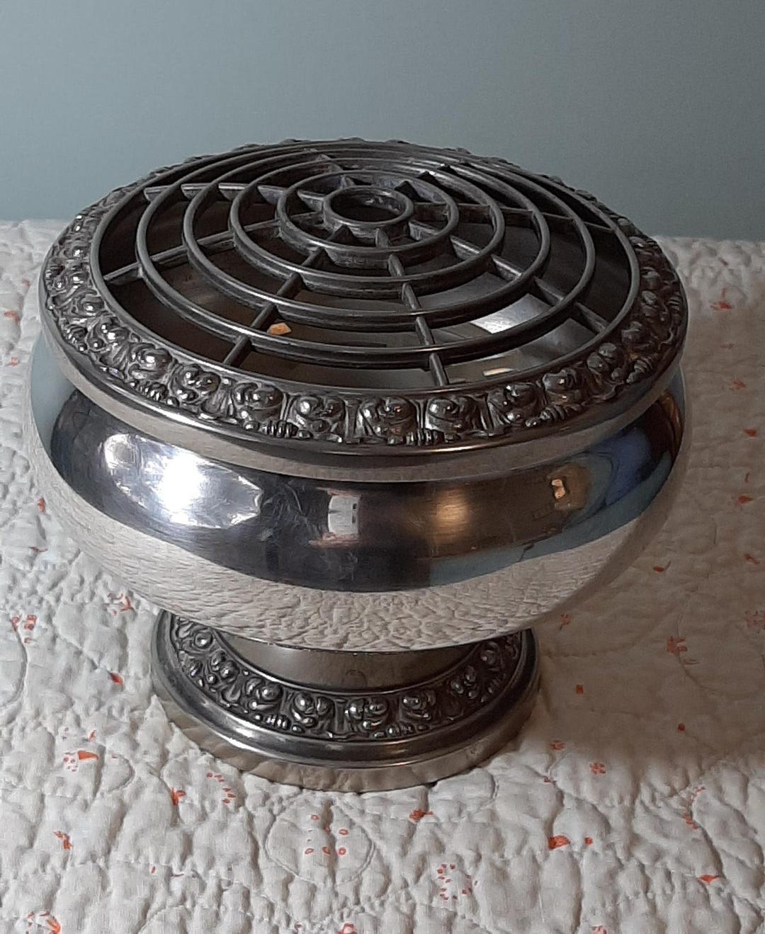 Vintage Art Deco Lanthe of England Rose Bowl Silver Plate Removeable ...