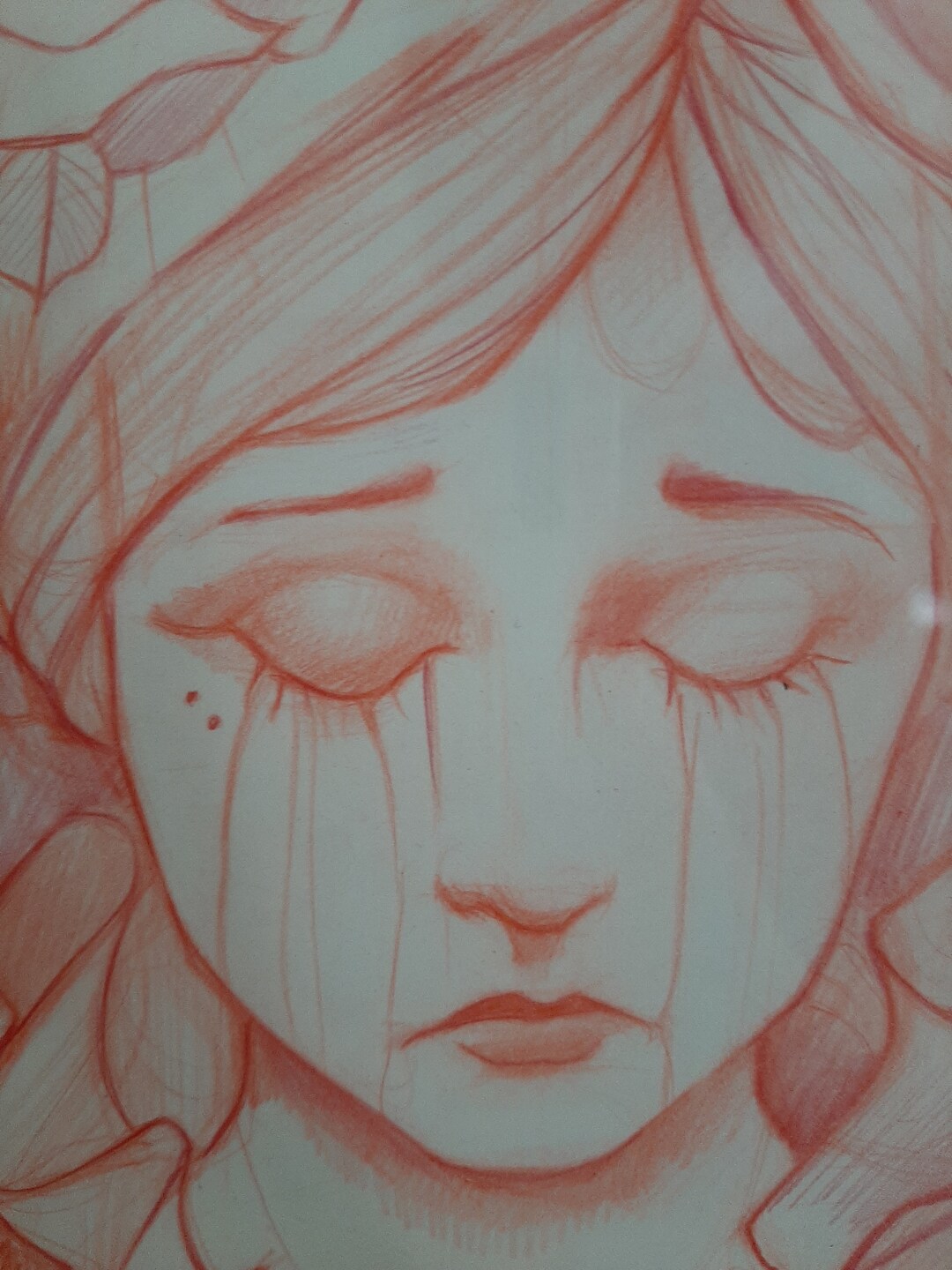 Tears Like Rain on a Window Original Colored Pencil Sketch by Canadian ...