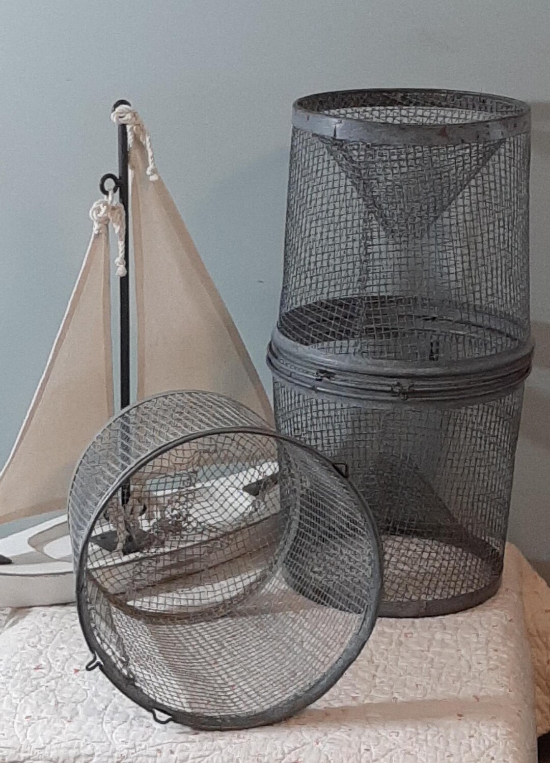 Gee's Vintage Minnow Trap Shrimp Trap Crawfish Trap Galvanized Steel ...