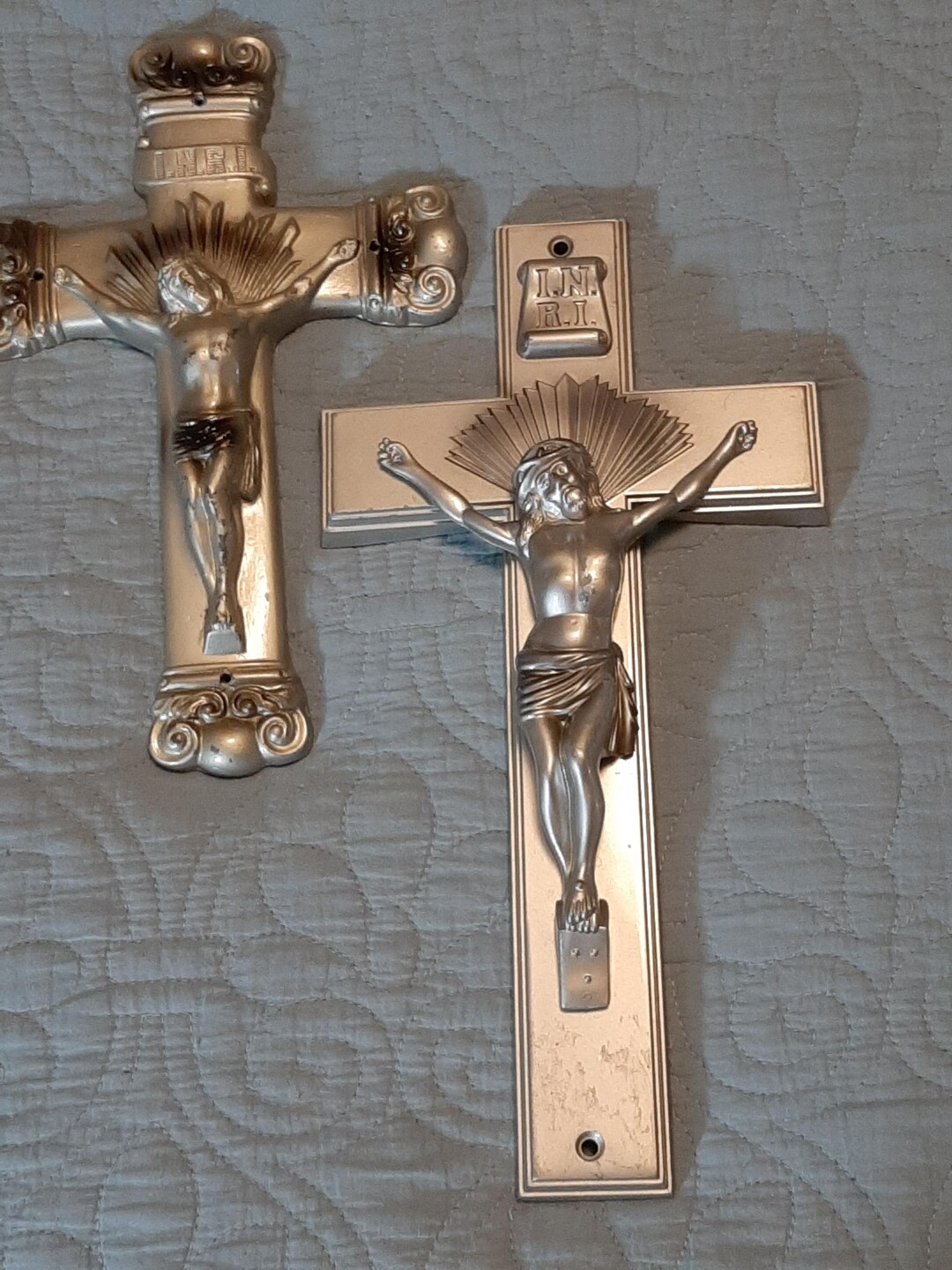 Coffin Crucifix. White Metal in Color Jesus on the Cross Very Good ...