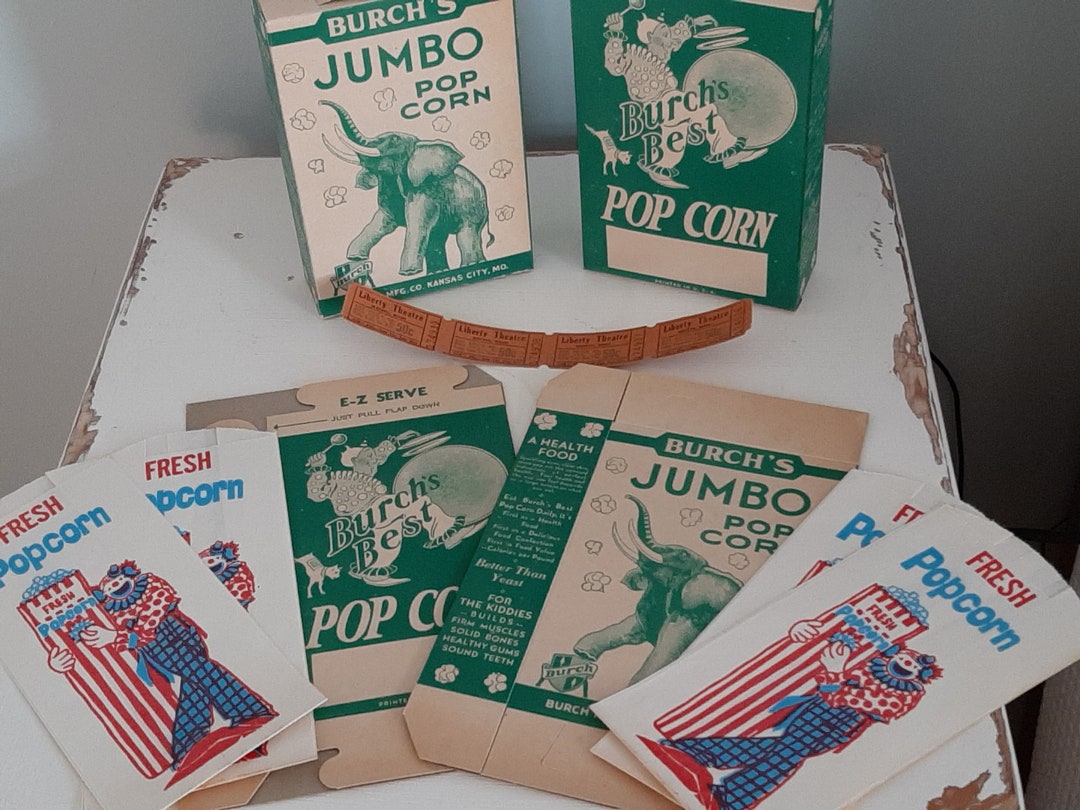 Movie Theatre Unused Popcorn Boxes Popcorn Bags and Authentic Vintage ...