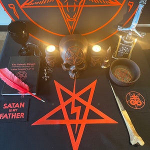 Anton Lavey Ritual Tablecloth Altar Cloth Pentagram Satanism Home Decor ...