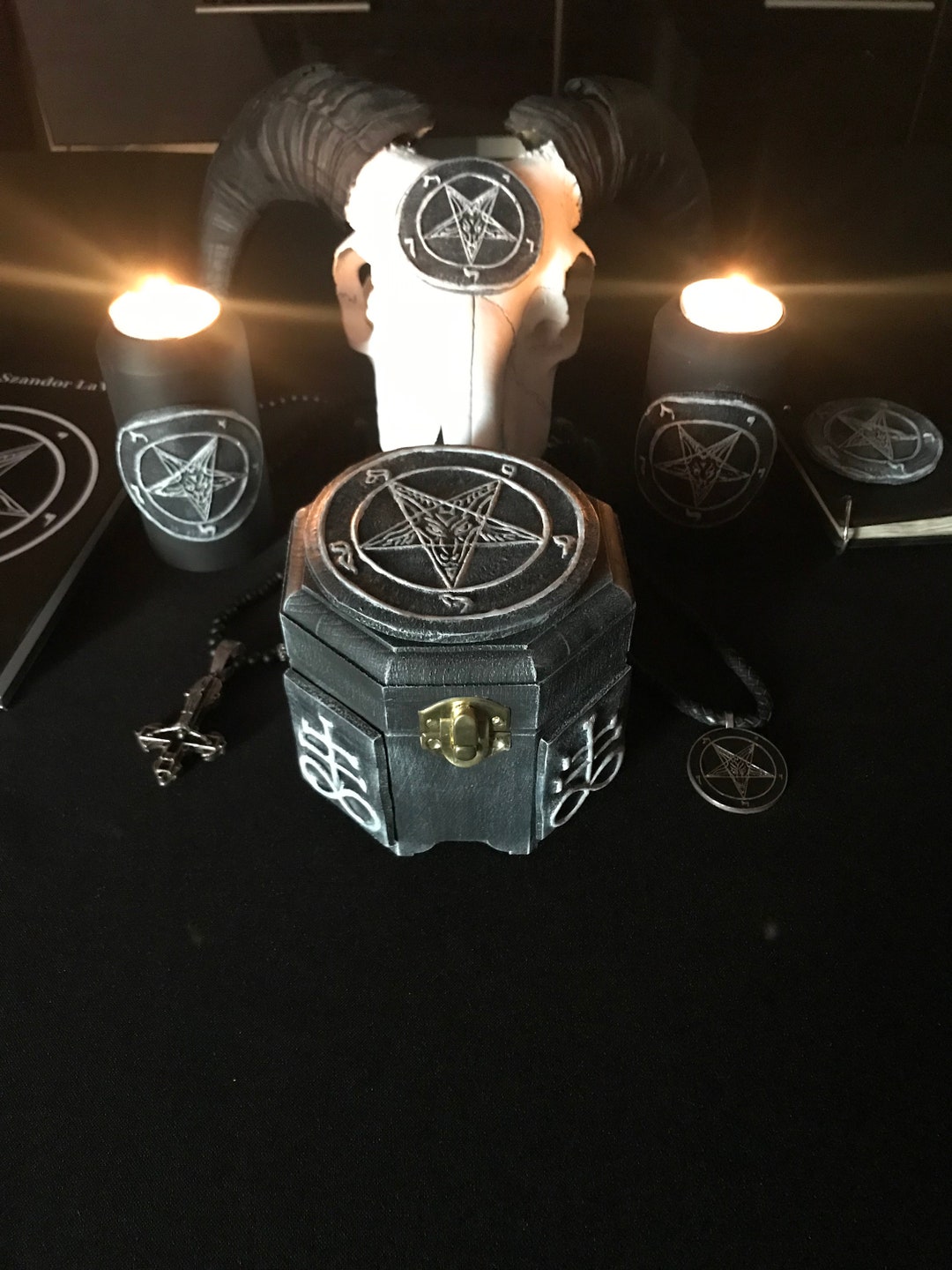 Baphomet Sigil Box Leviathan Cross Witch Satan Altar Anton Lavey Sigil ...
