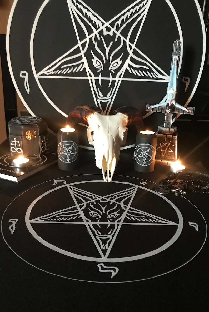 Baphomet Sigil Altar Tablecloth, Satanic Ritual Cloth, Occult ...