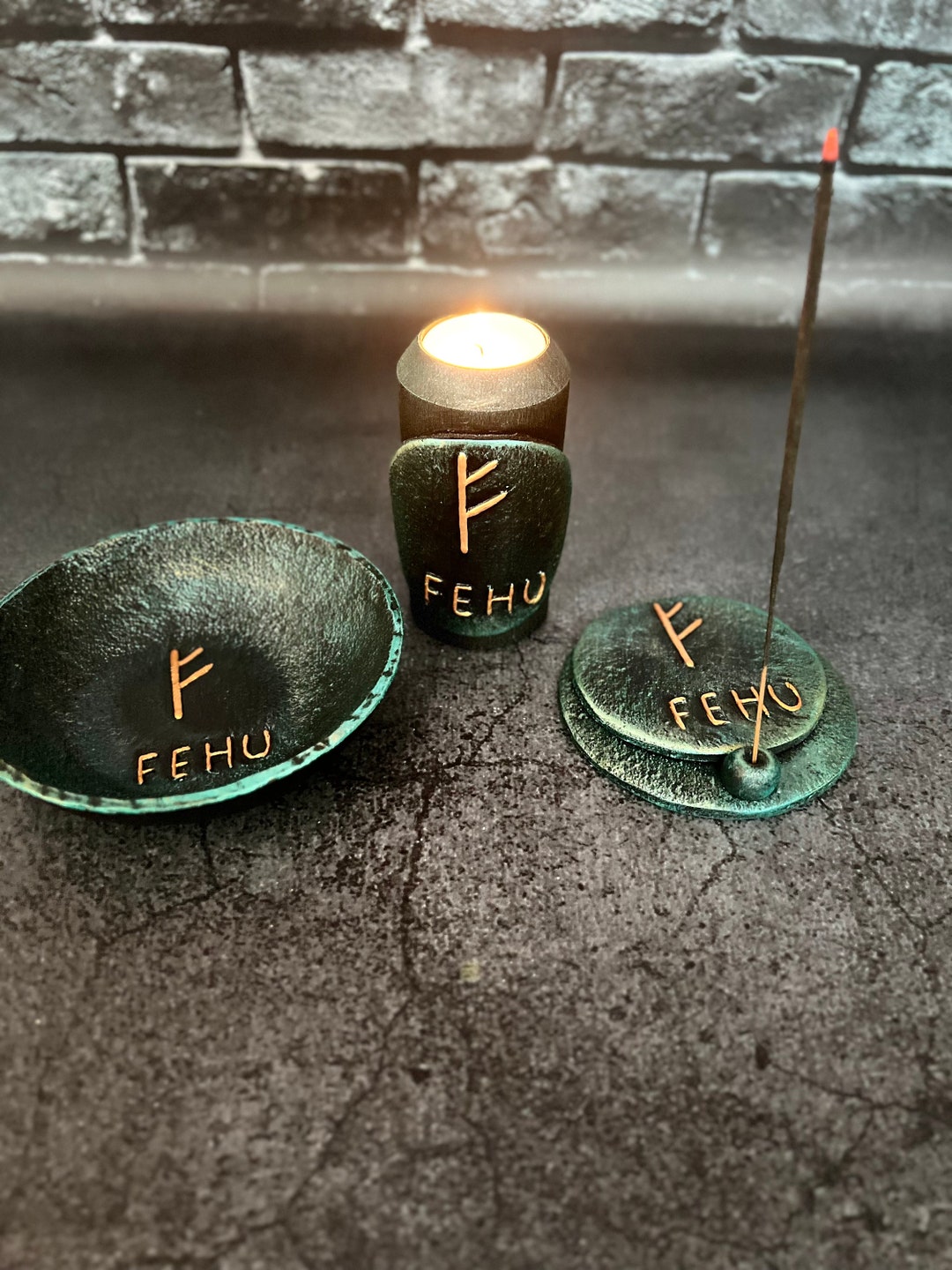 Fehu Runes Altar Ritual SET Money Magic Esoteric Symbol Witchcraft ...
