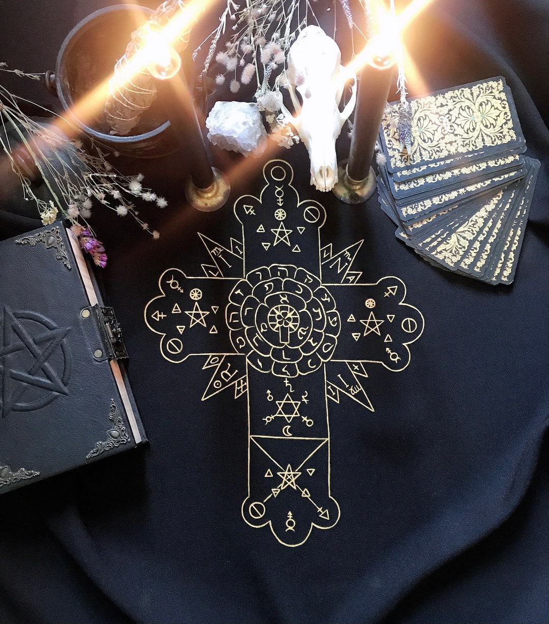 Rose Cross Cloth Golden Dawn Symbol Witch Home Decor Altar Witchcraft ...