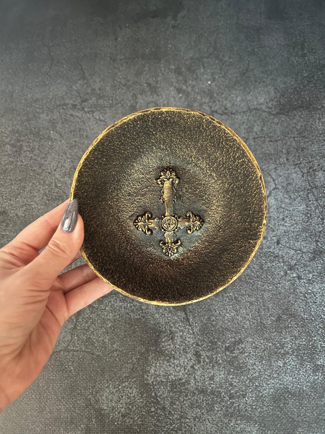 Inverted Cross Altar Decoration Bowl Gothic Plate Satan Home Decor ...