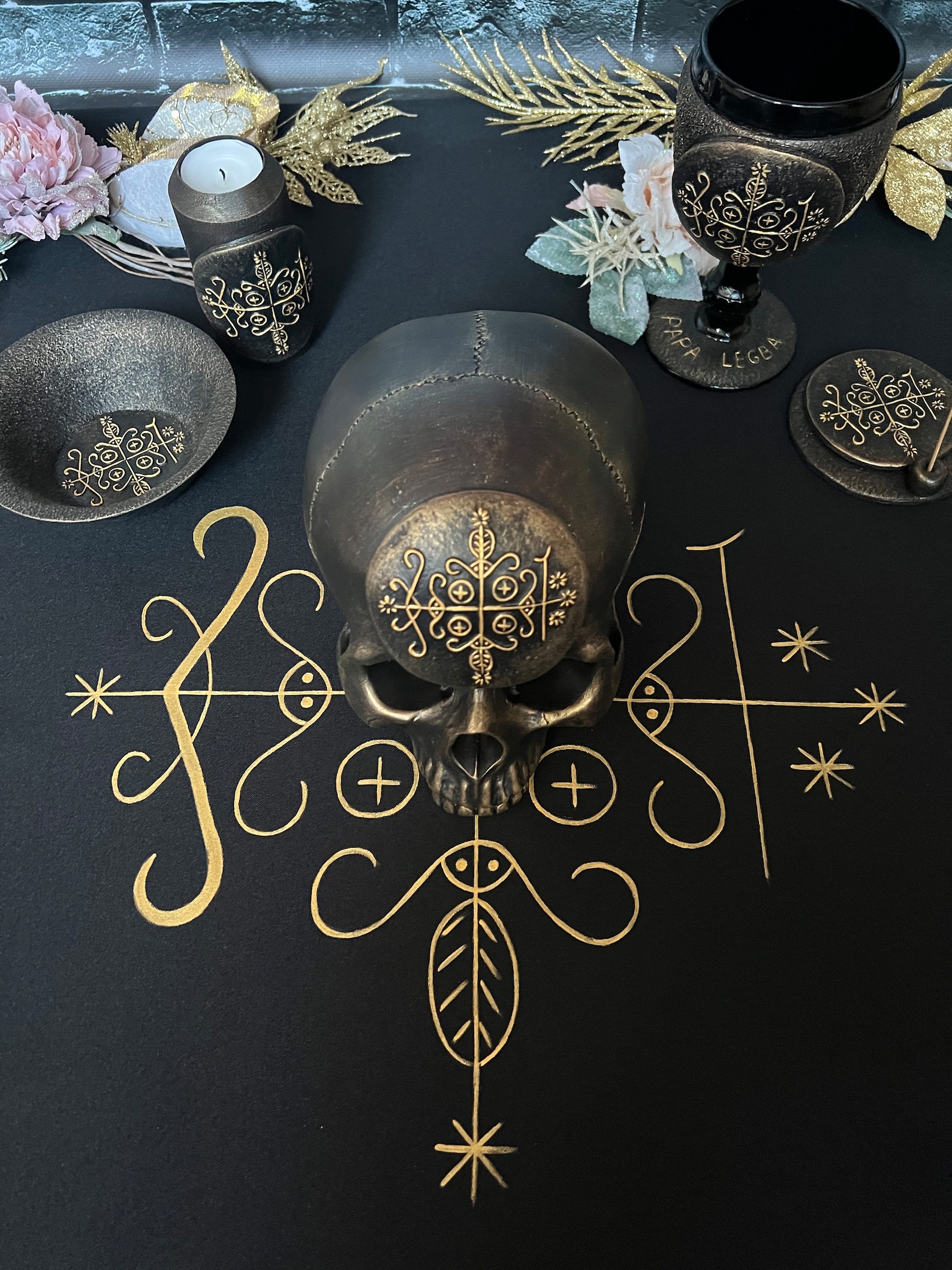 Papa Legba Altar Skull Voodoo Symbol Ritual Altar Tool Occult - Etsy