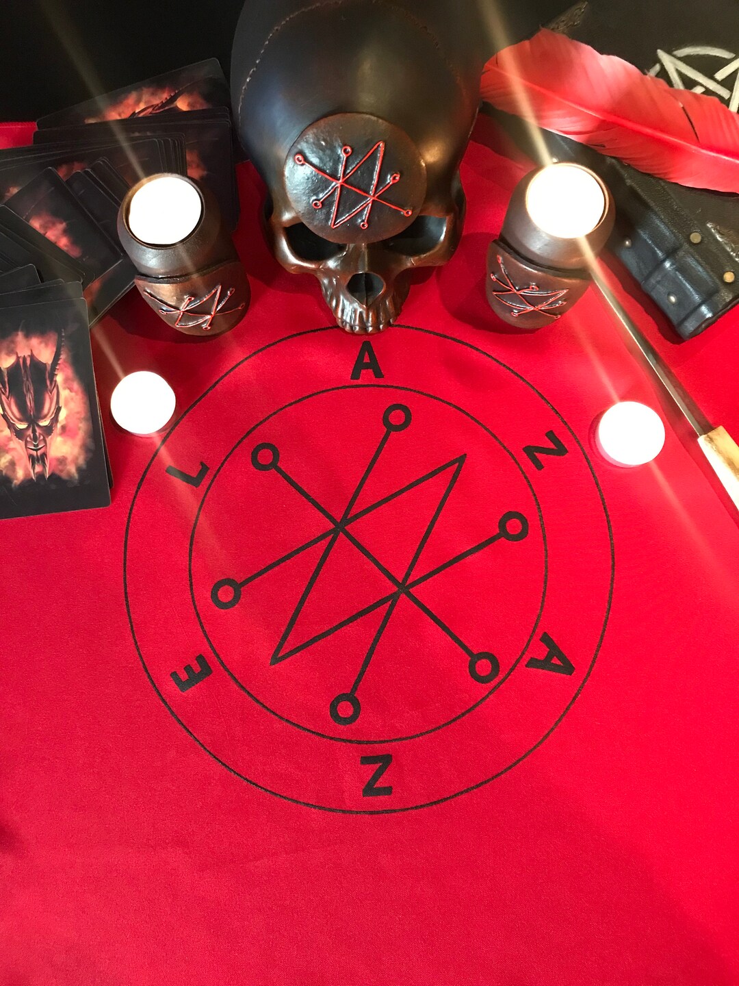 Azazel Sigil Altar Cloth Luciferian Ritual Tablecloth, Demonology, Left ...