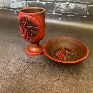 Anubis SET Egyptian Deity Altar Cup Offering Bowl Ritual Magic Tools ...