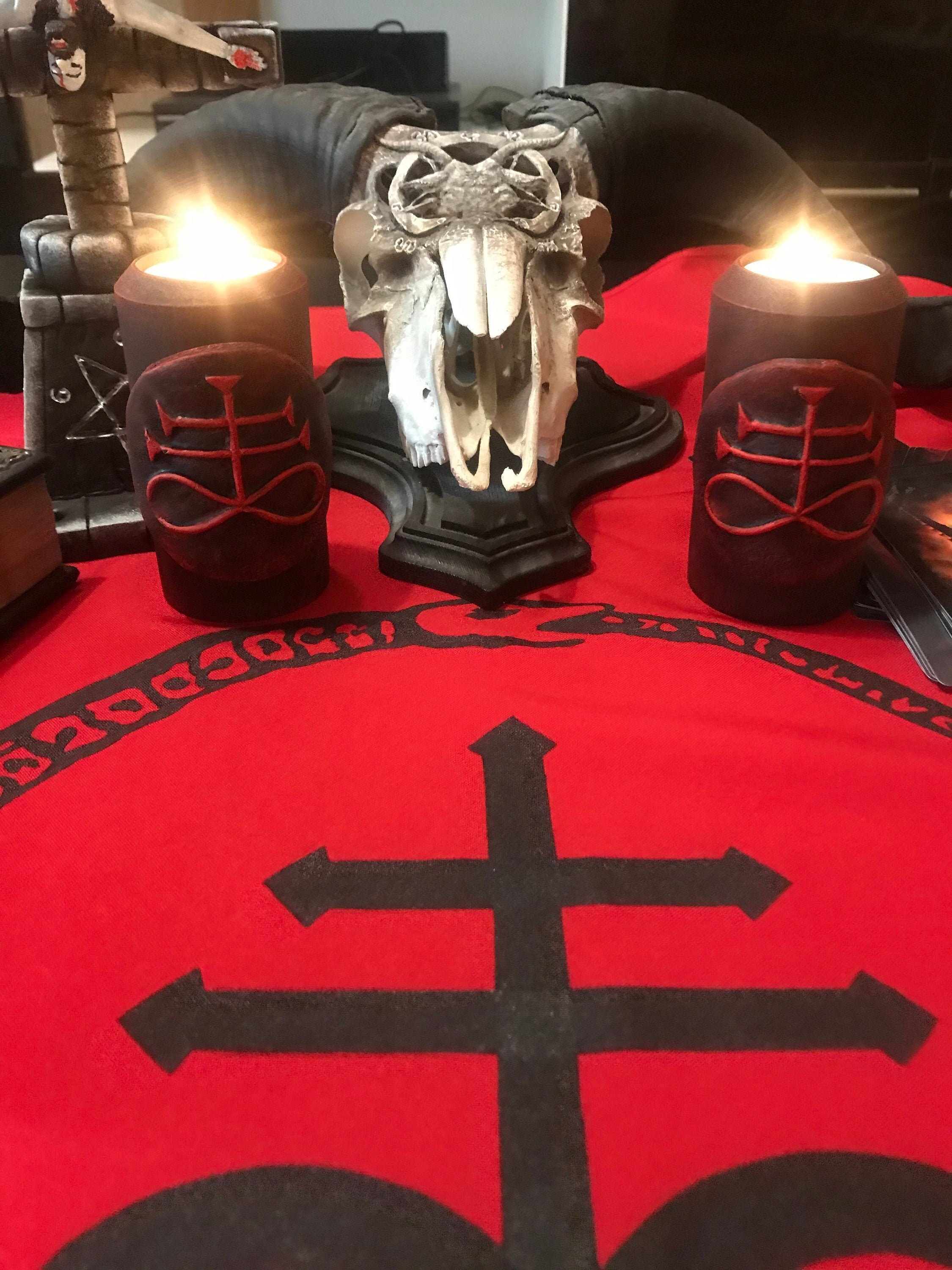 Leviathan Cross Candlestick Altar Sulfur Satan Witch Home - Etsy