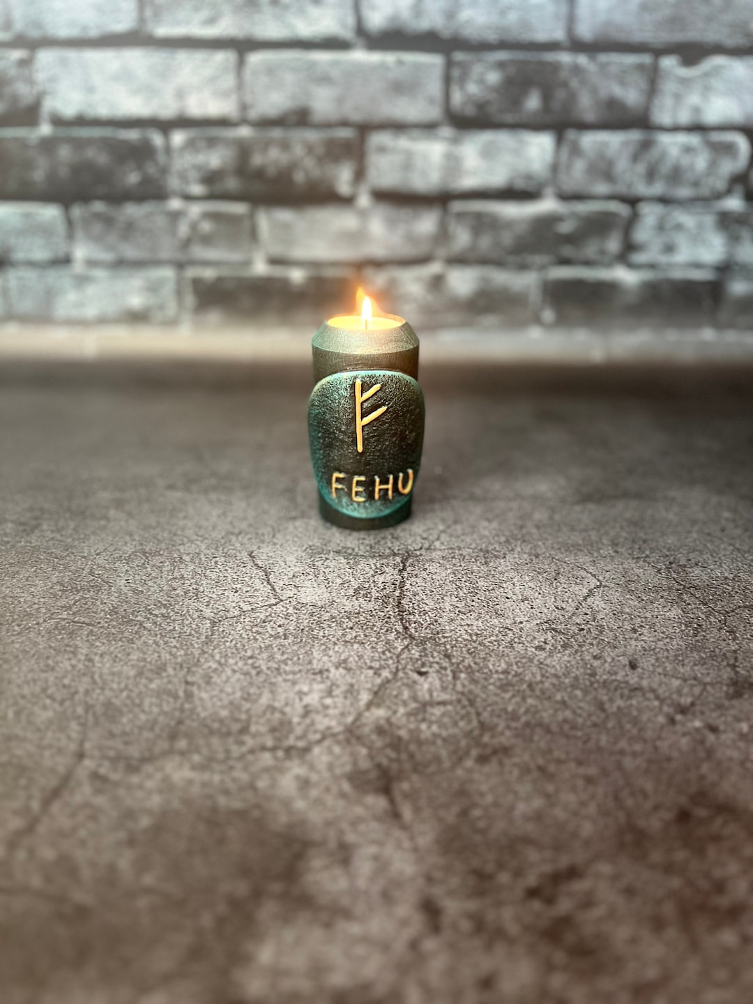 Fehu Candlestick Runes Candle Holder Altar Esoteric Symbol Witchcraft ...