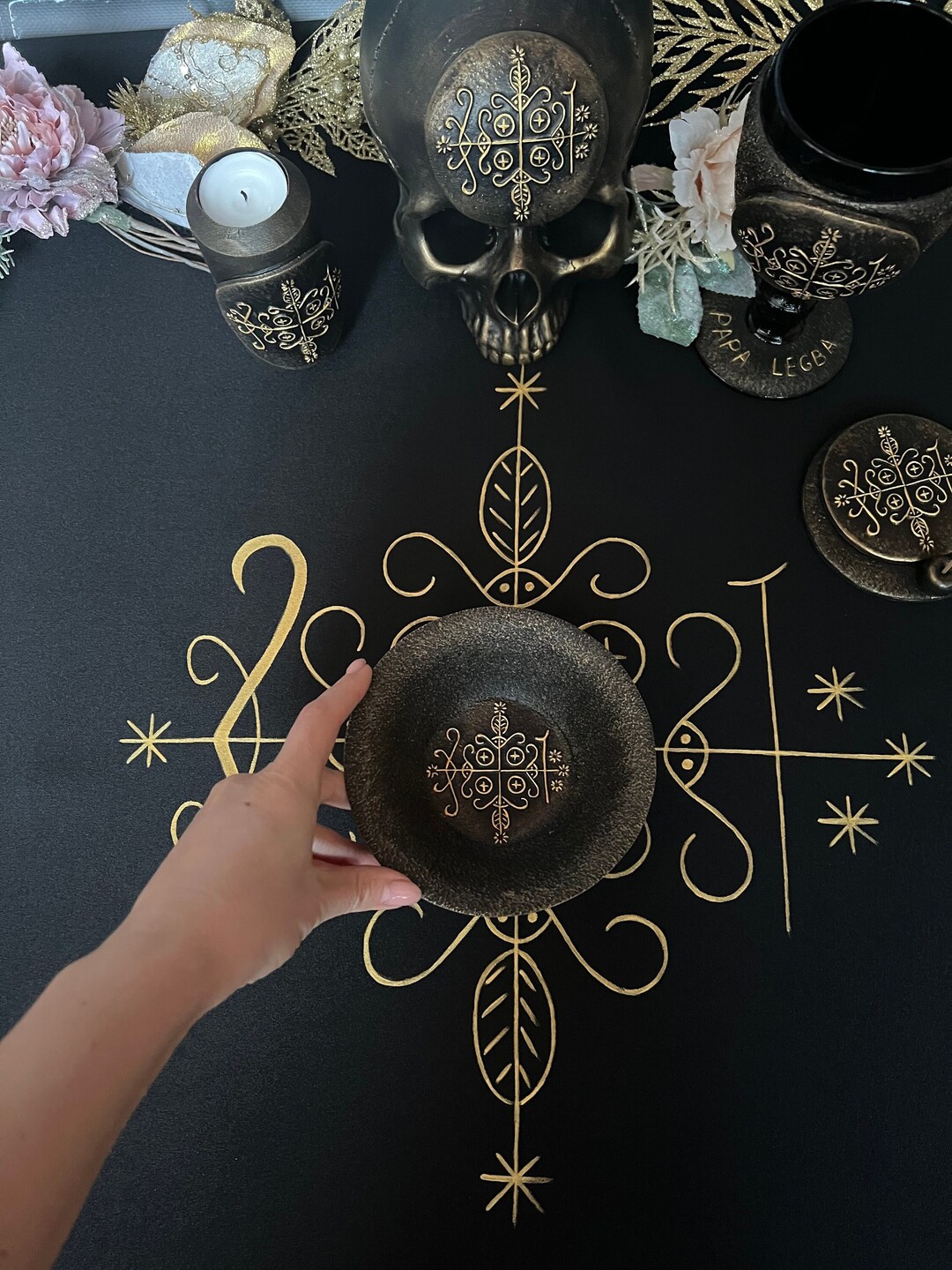 Papa Legba Offering Bowl Voodoo Symbol Plate Ritual Altar Witchcraft ...