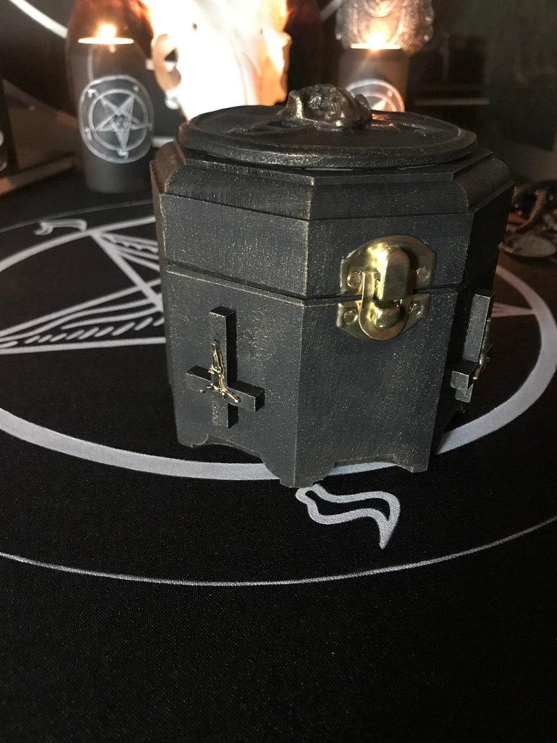 Satan Wooden Box 666 Inverted Cross Satan Altar Home Decor - Etsy