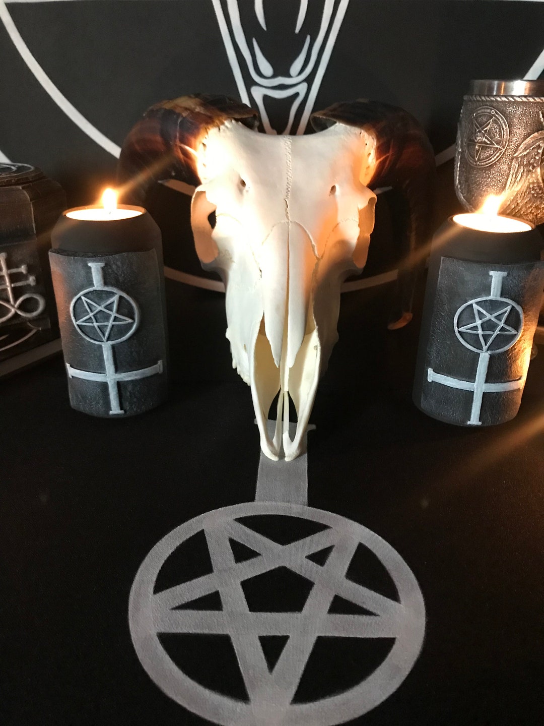 Inverted Cross Candlestick Satan Candle Holder Decor Satanism - Etsy
