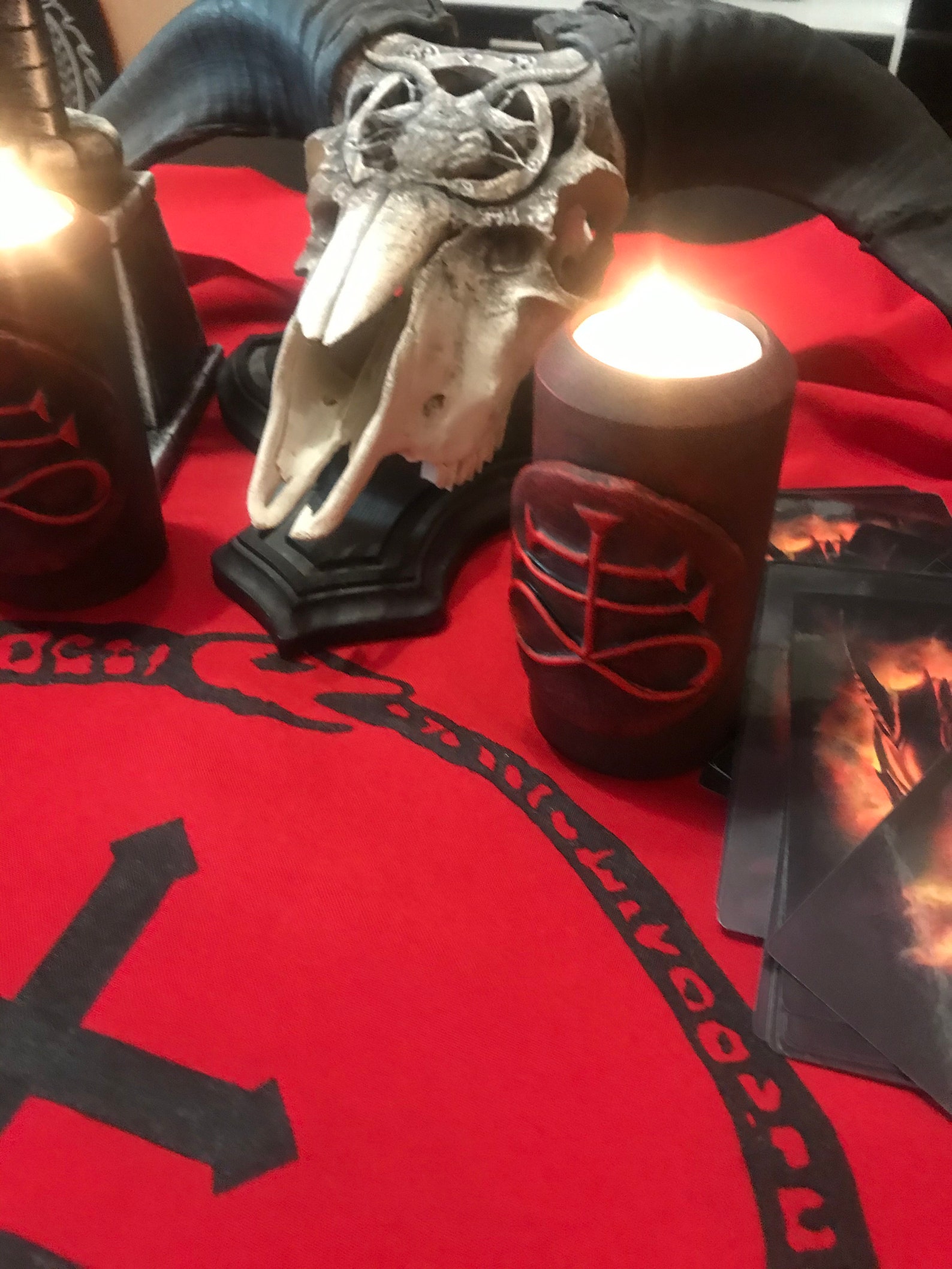 Leviathan Cross Candlestick Altar Sulfur Satan Witch Home - Etsy