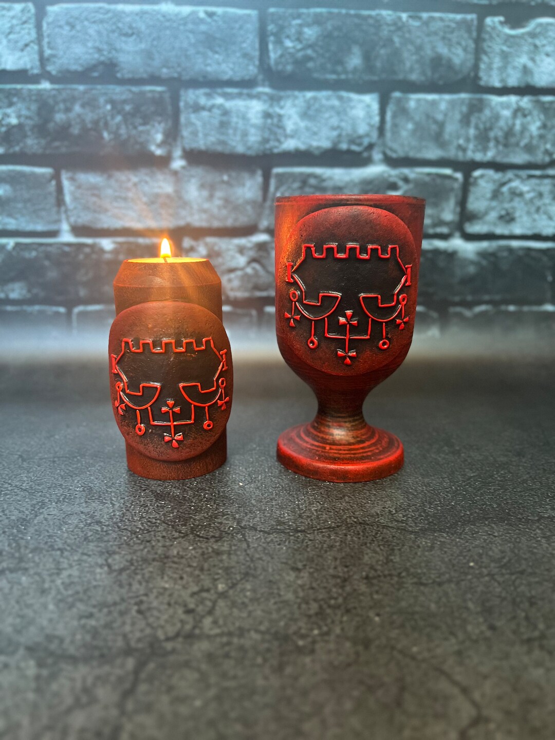 Belial Set Altar Cup Candlestick Ars Goetia Demon Sigil Goblet Candle ...