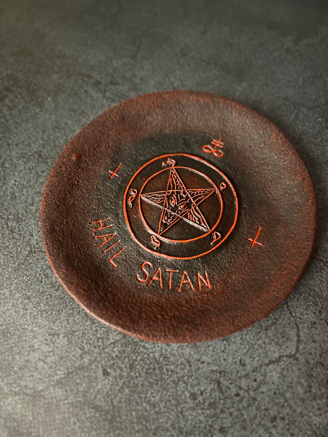 Baphomet Offering Bowl Satan Plate Anton Lavey Sigil Satan Home Decor ...