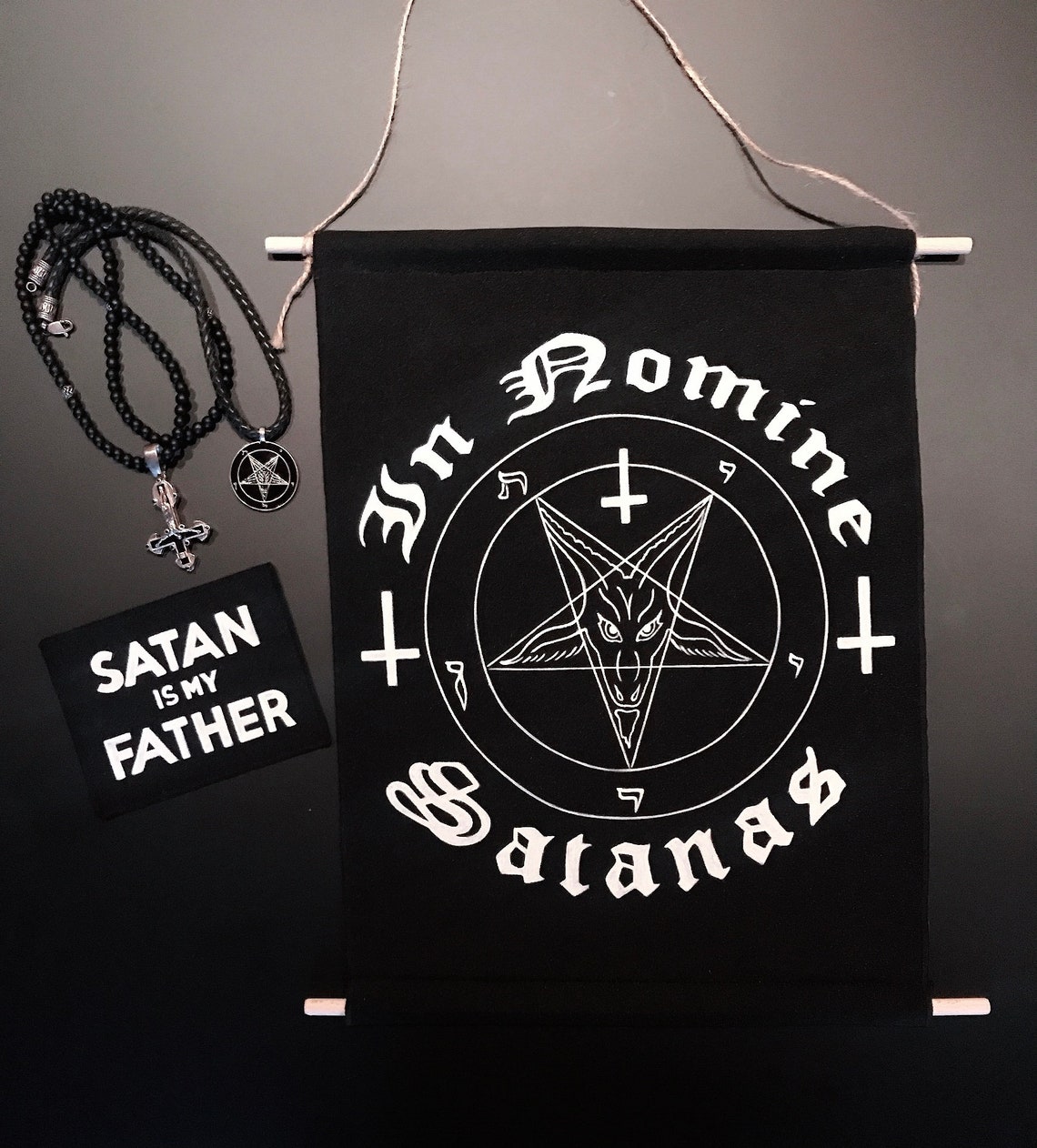 Handmade Satan banner Occult decor Baphomet sigil | Etsy
