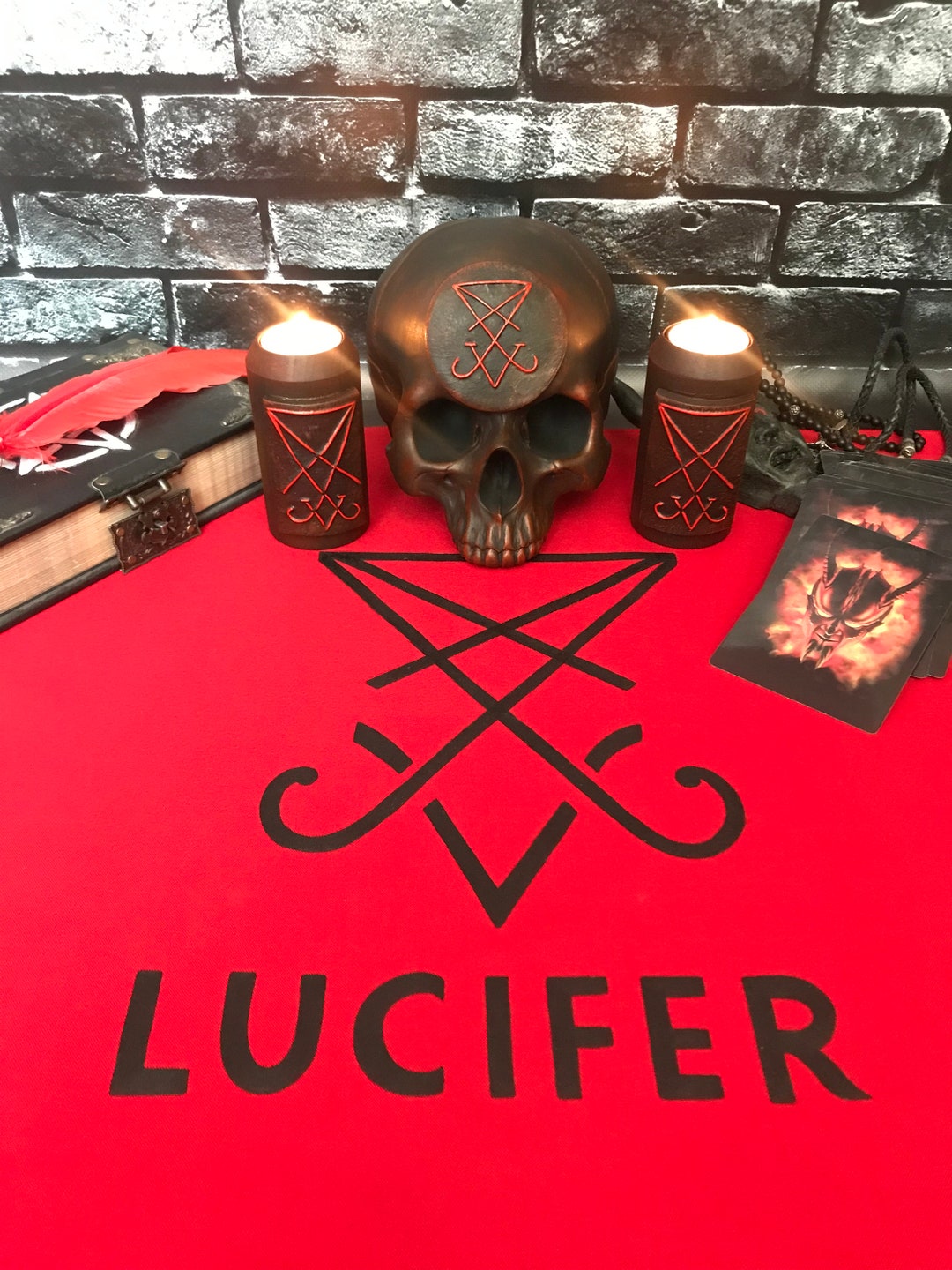 Lucifer Tablecloth Altar Cloth Witch Home Decor Witchcraft Supplies ...