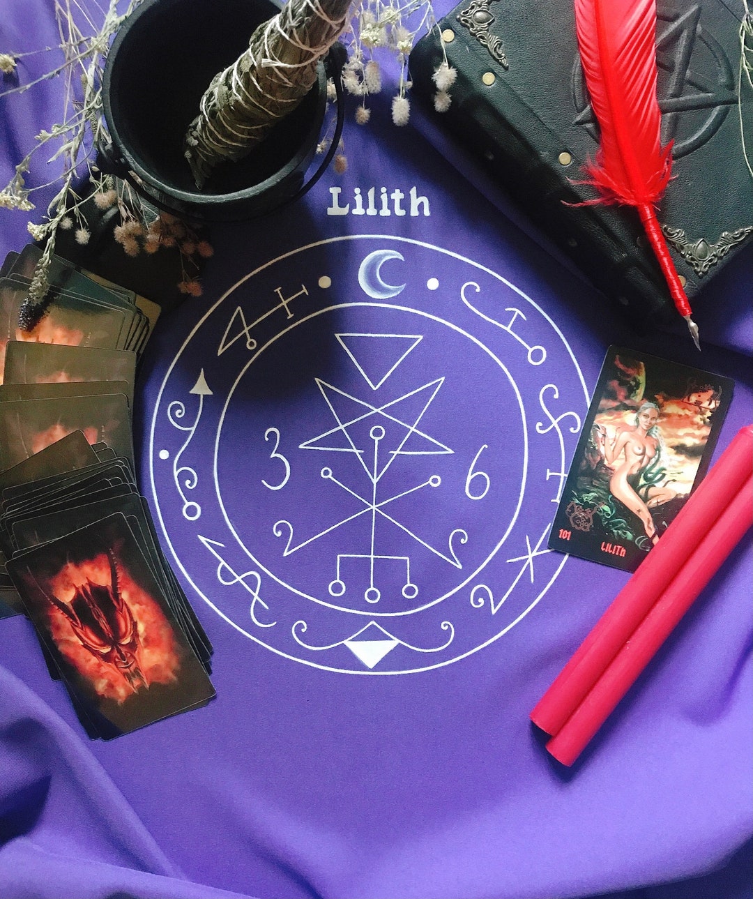 Lilith Goddess Cloth Lilith Spell Altar Tablecloth Altar Witchcraft ...