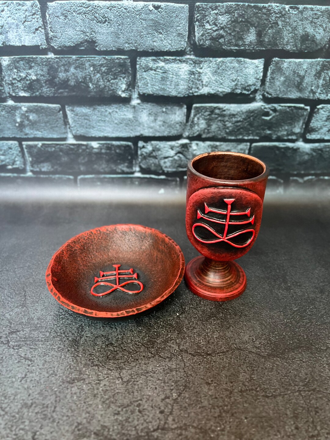 Sulfur Leviathan Cross Altar SET Ritual Cup Offering Bowl Goblet Plate ...