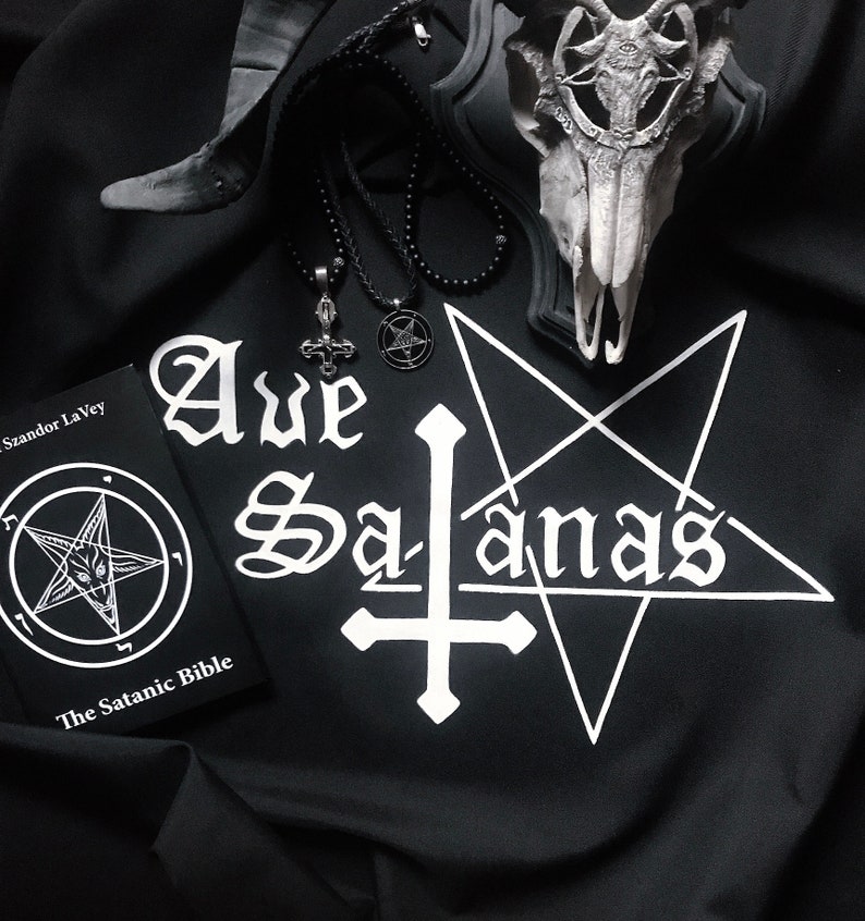 Ave Satanas Altar Tablecloth Inverted Cross Satan Decor Occult Tool ...
