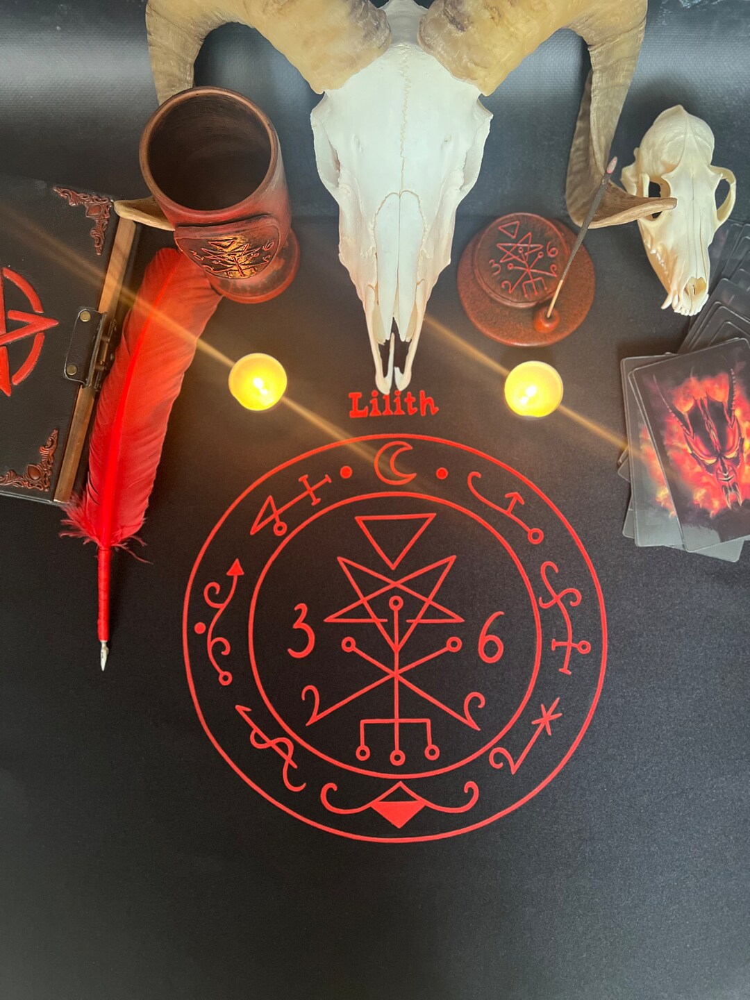 Lilith Sigil Tablecloth Altar Cloth Lilith Spell Demon Ritual ...