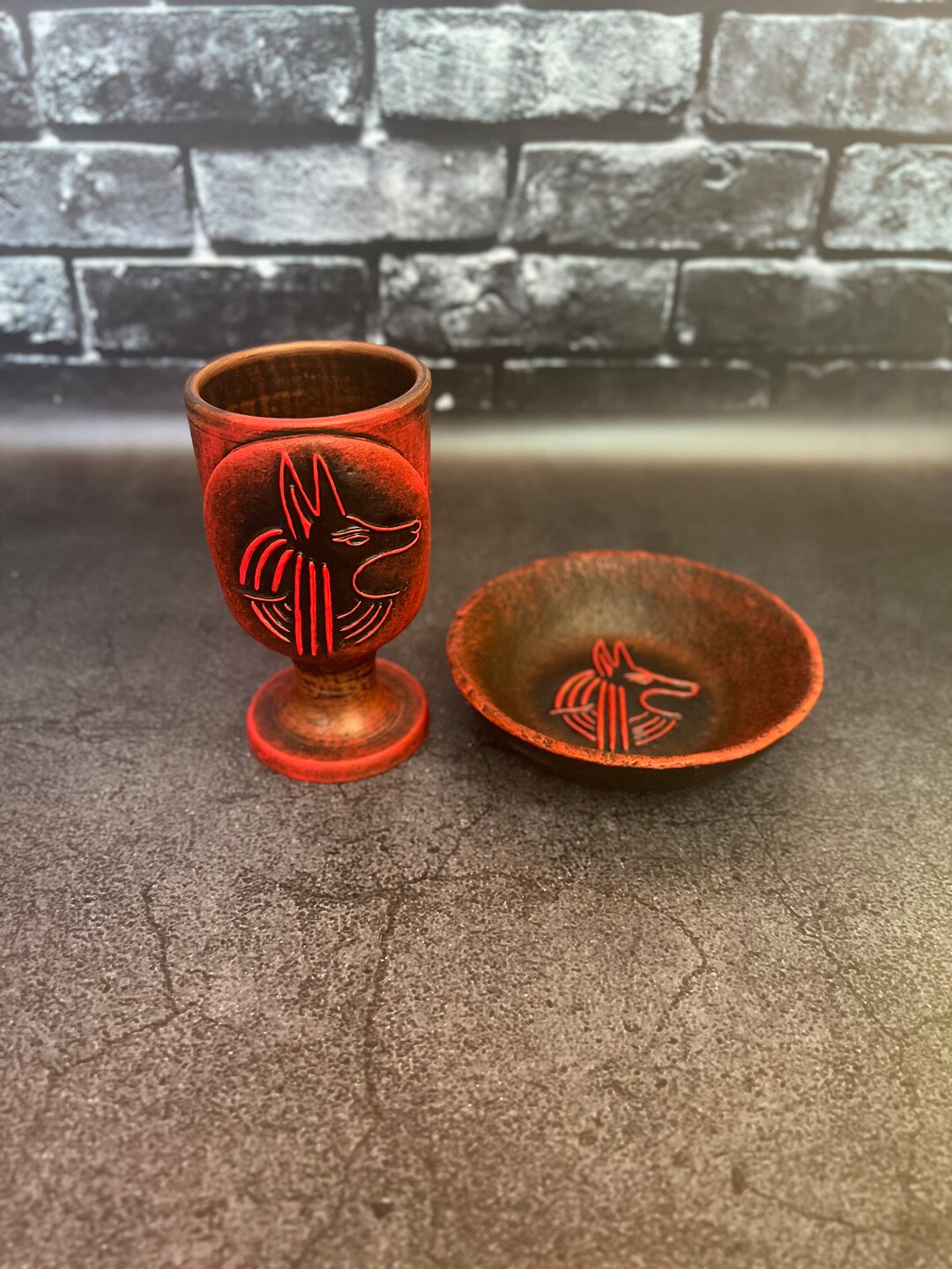 Anubis SET Altar Cup Offering Bowl Egyptian Deity Ritual Magic Tools ...