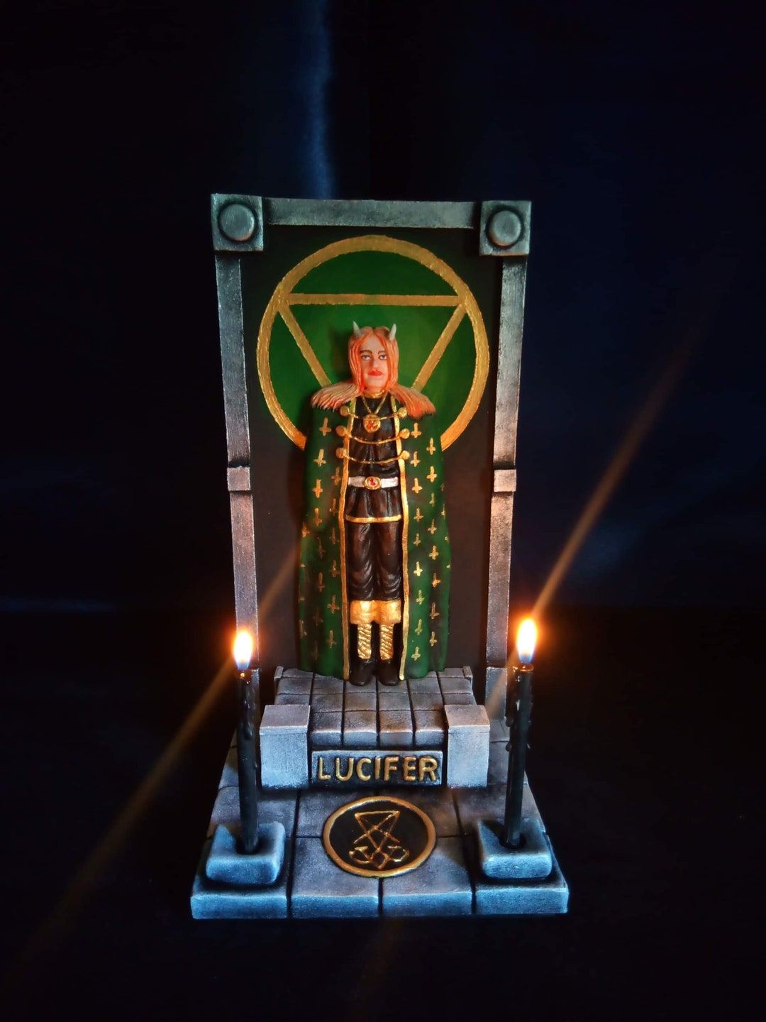 Lucifer Altar Statue Demon Decor HANDMADE Ritual Tool Spell Witchcraft ...