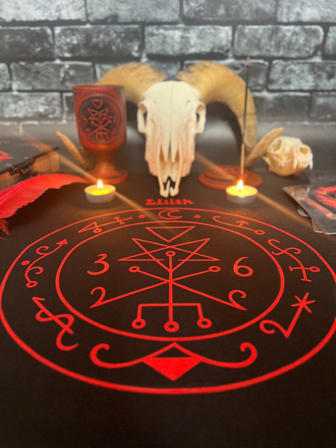 Lilith Sigil Tablecloth Altar Cloth Lilith Spell Demon Ritual ...
