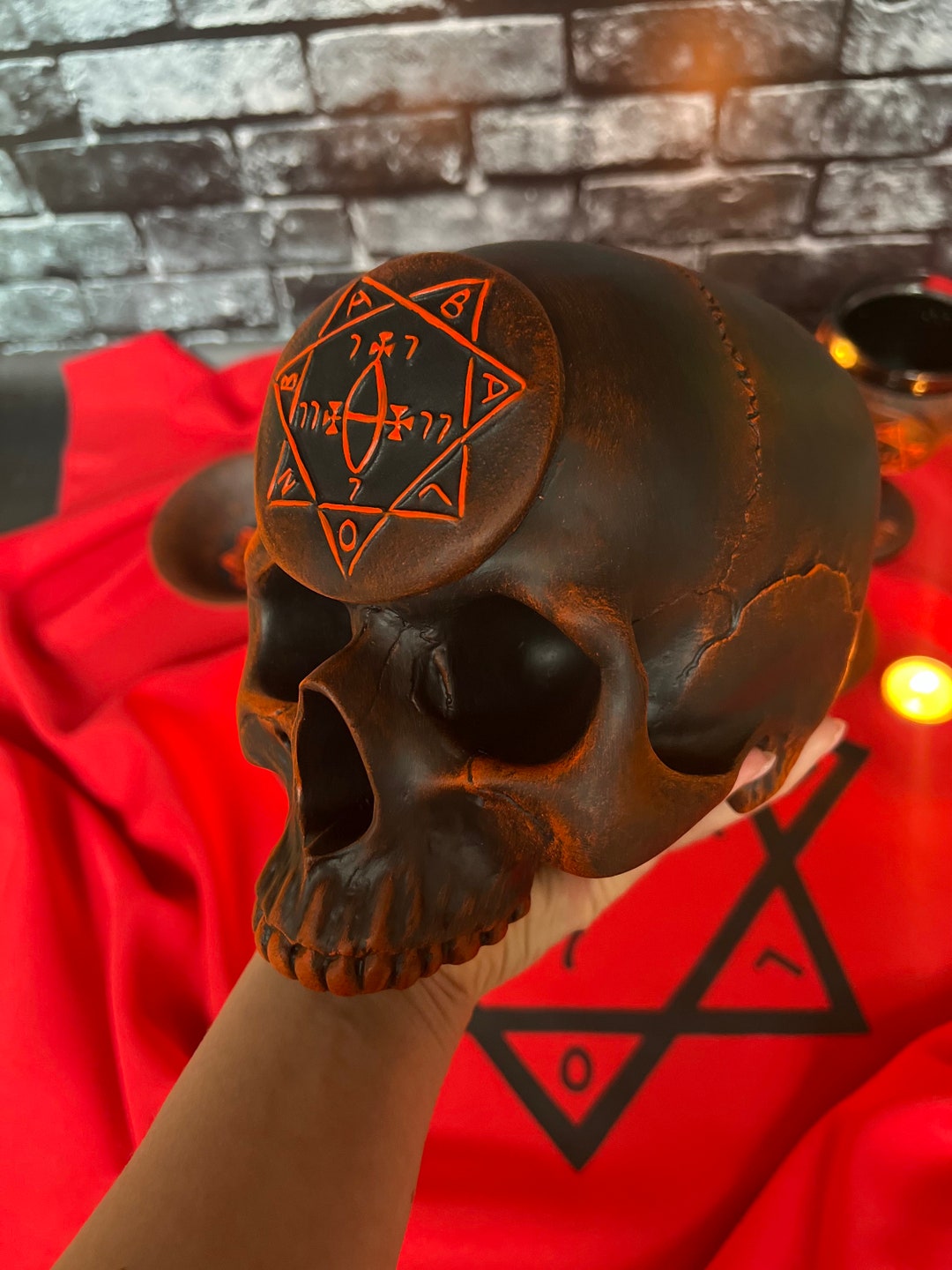 Babalon Skull Thelema Crowley Babalon Sigil Altar Tool Witch Home Decor ...