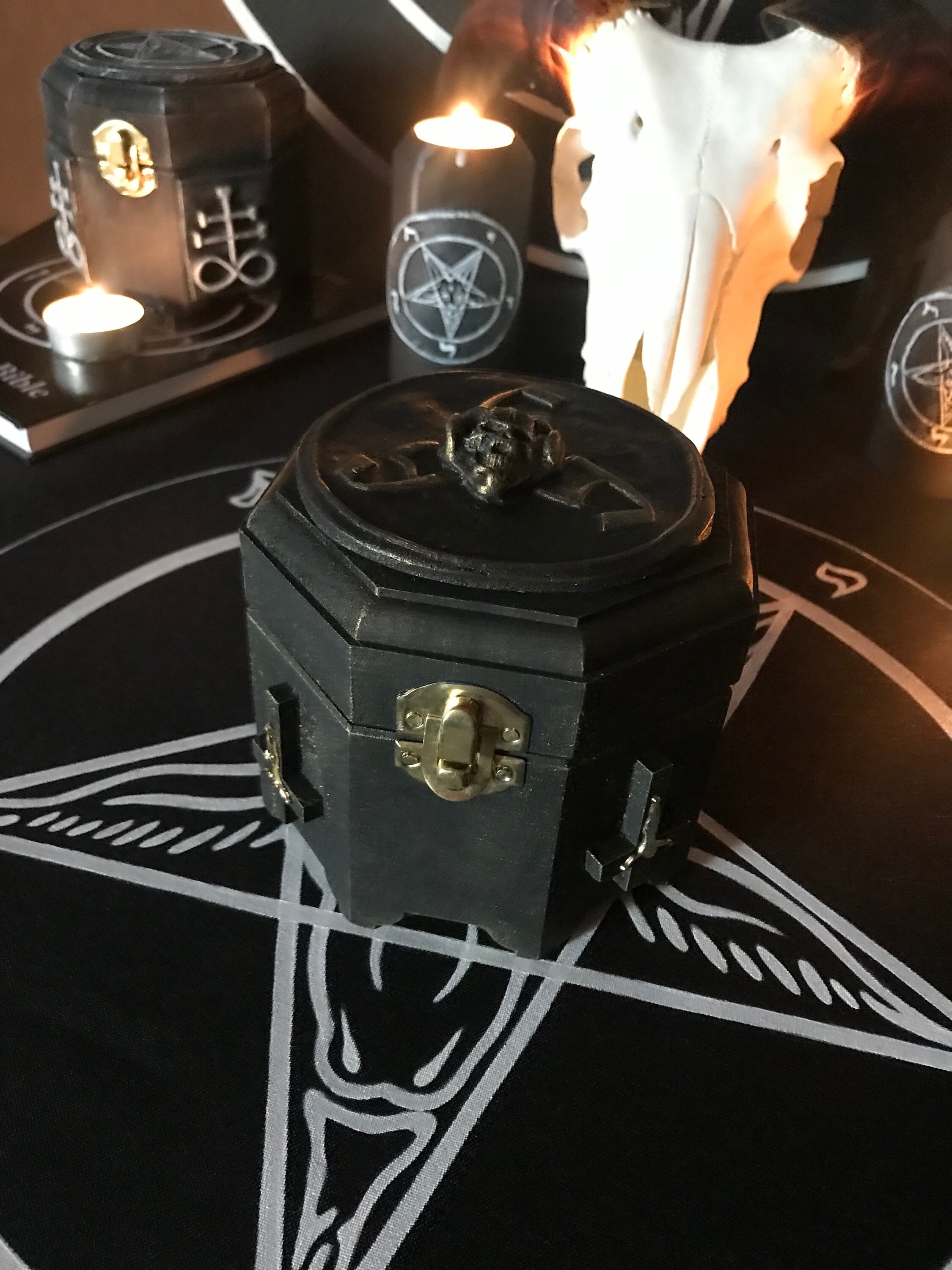 Satan Wooden Box 666 Inverted Cross Satan Altar Home Decor | Etsy