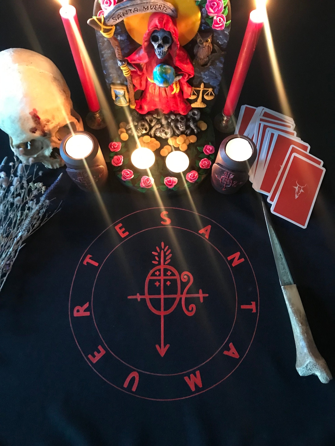 Santa Muerte Holy Death Altar Ritual Tablecloth - Etsy
