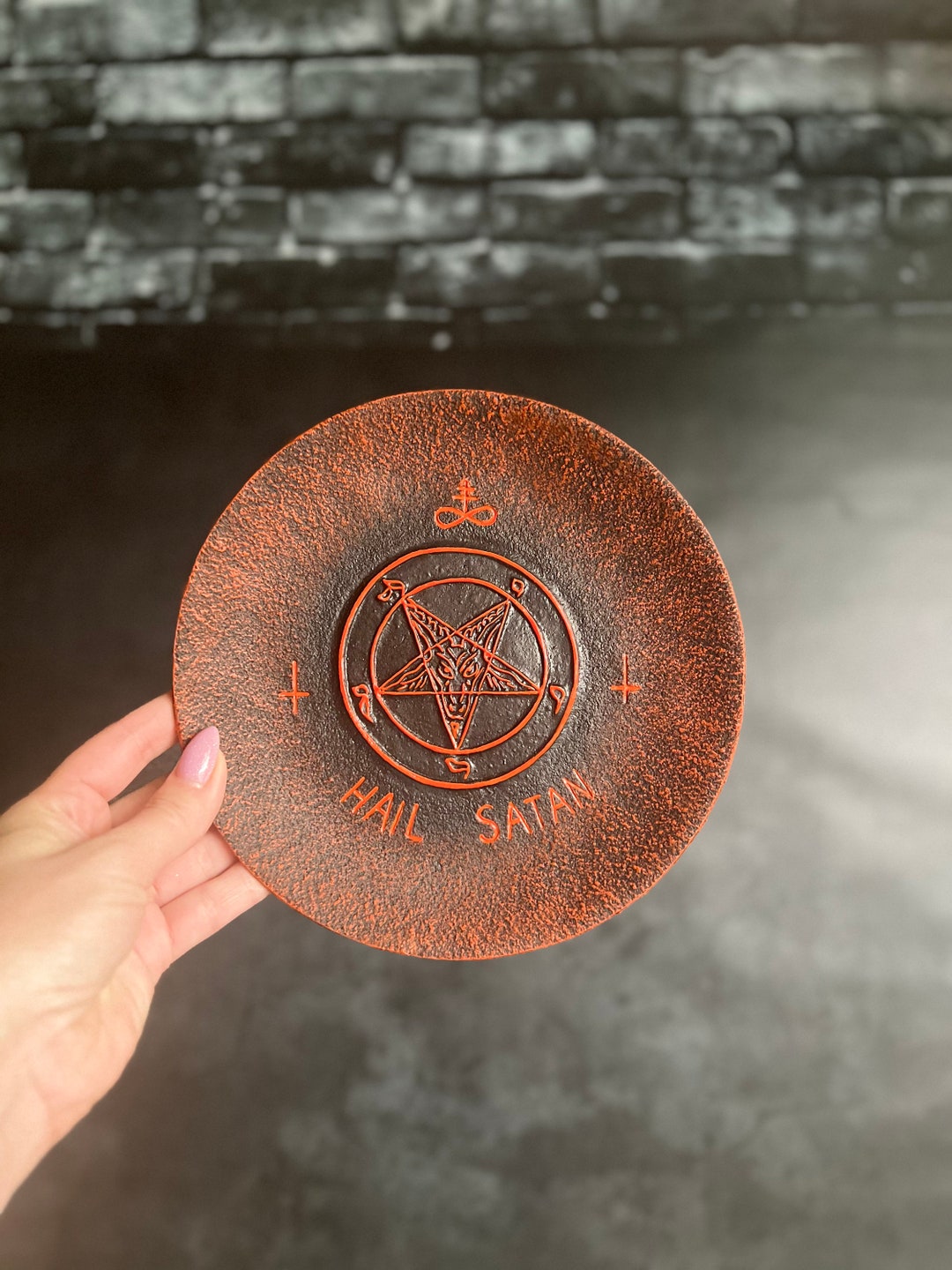 Baphomet Offering Bowl Satan Plate Anton Lavey Sigil Satan Home Decor ...
