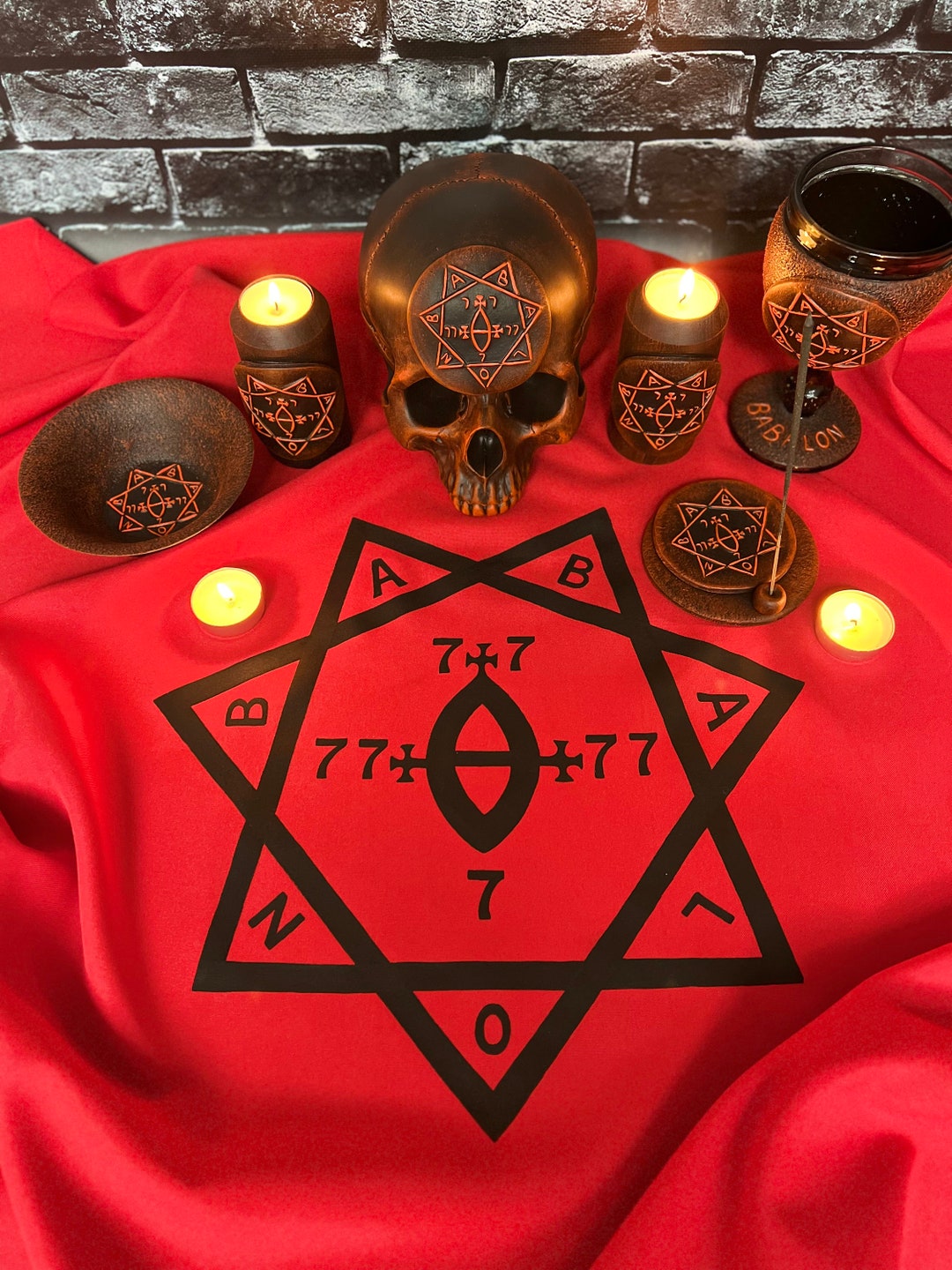 Babalon Tablecloth Thelema Crowley Babalon Sigil Witch Home Decor Altar ...