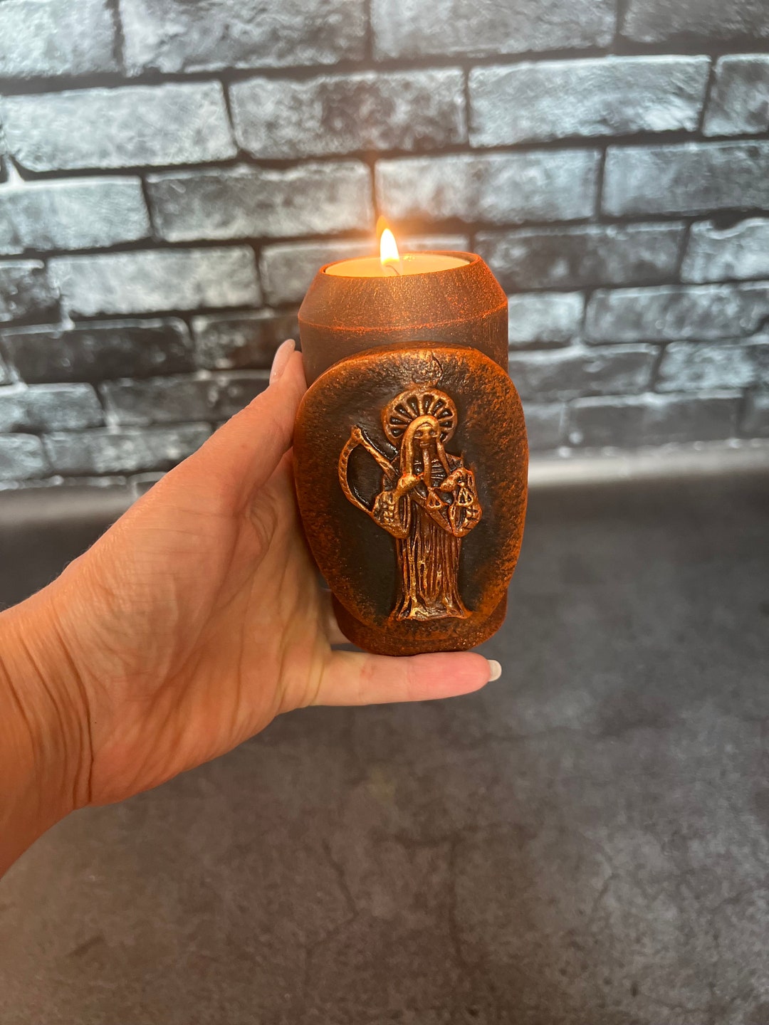 Santa Muerte Candlestick Death Candle Holder Altar Santa - Etsy