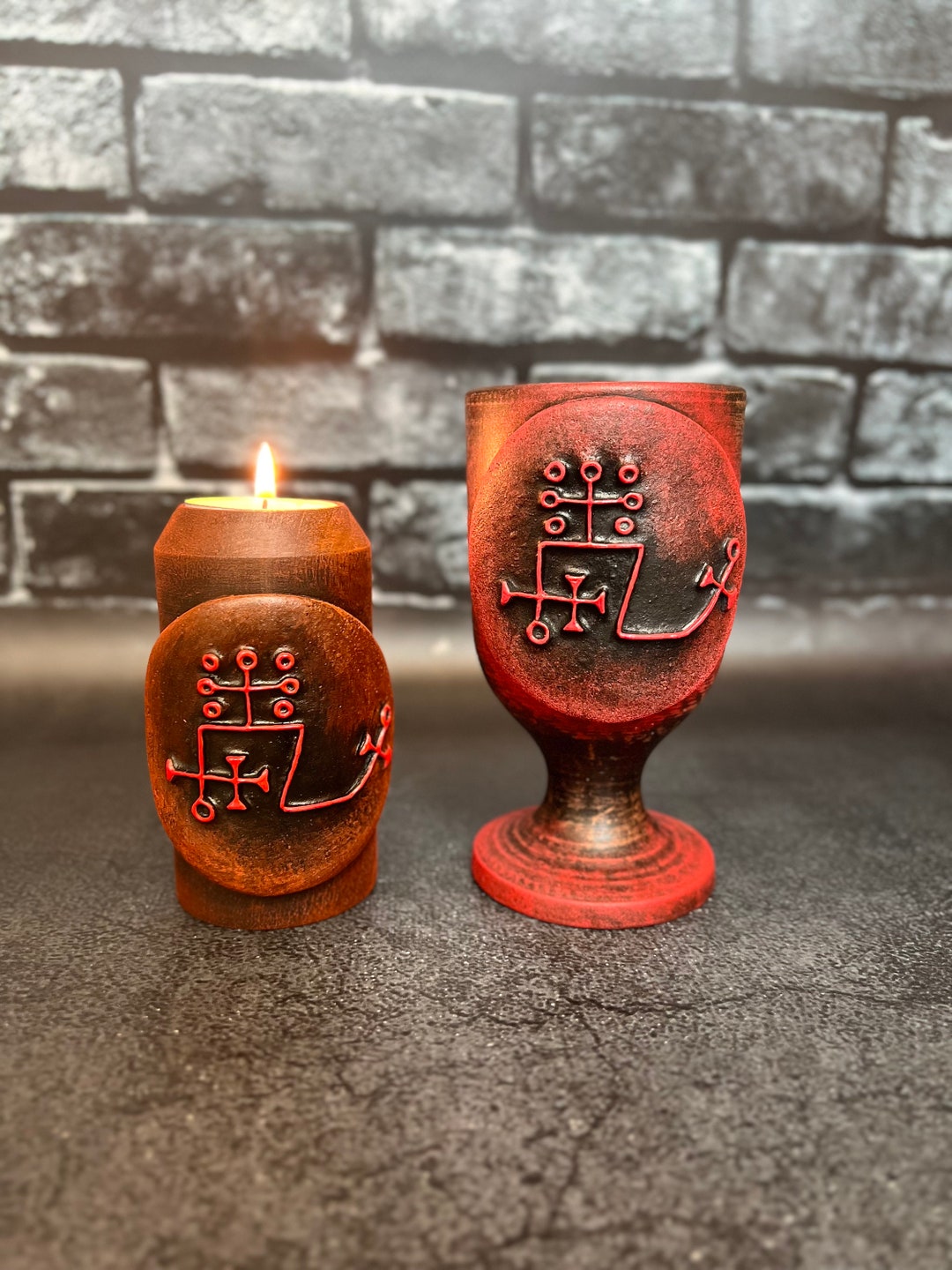 Dantalion Sigil SET Ars Goetia Altar Cup Candlestick Lesser Key Solomon ...