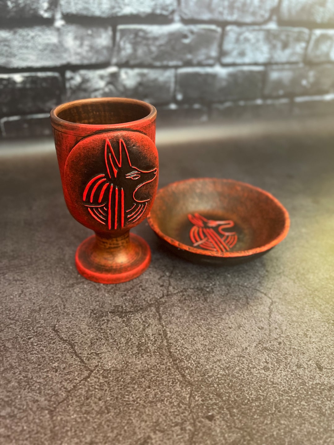 Anubis SET Egyptian Deity Altar Cup Offering Bowl Ritual Magic Tools ...