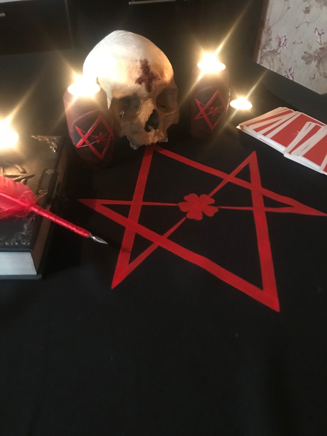 Crowley Thelema Altar Cloth – Unicursal Hexagram for Occult Rituals ...