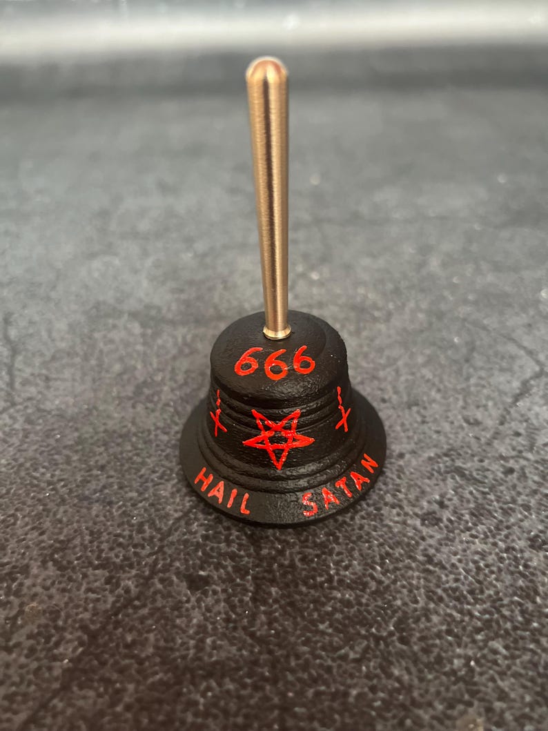 Baphomet Satan 666 Altar Ritual Hand Bell Occult Demonology Handcrafted ...