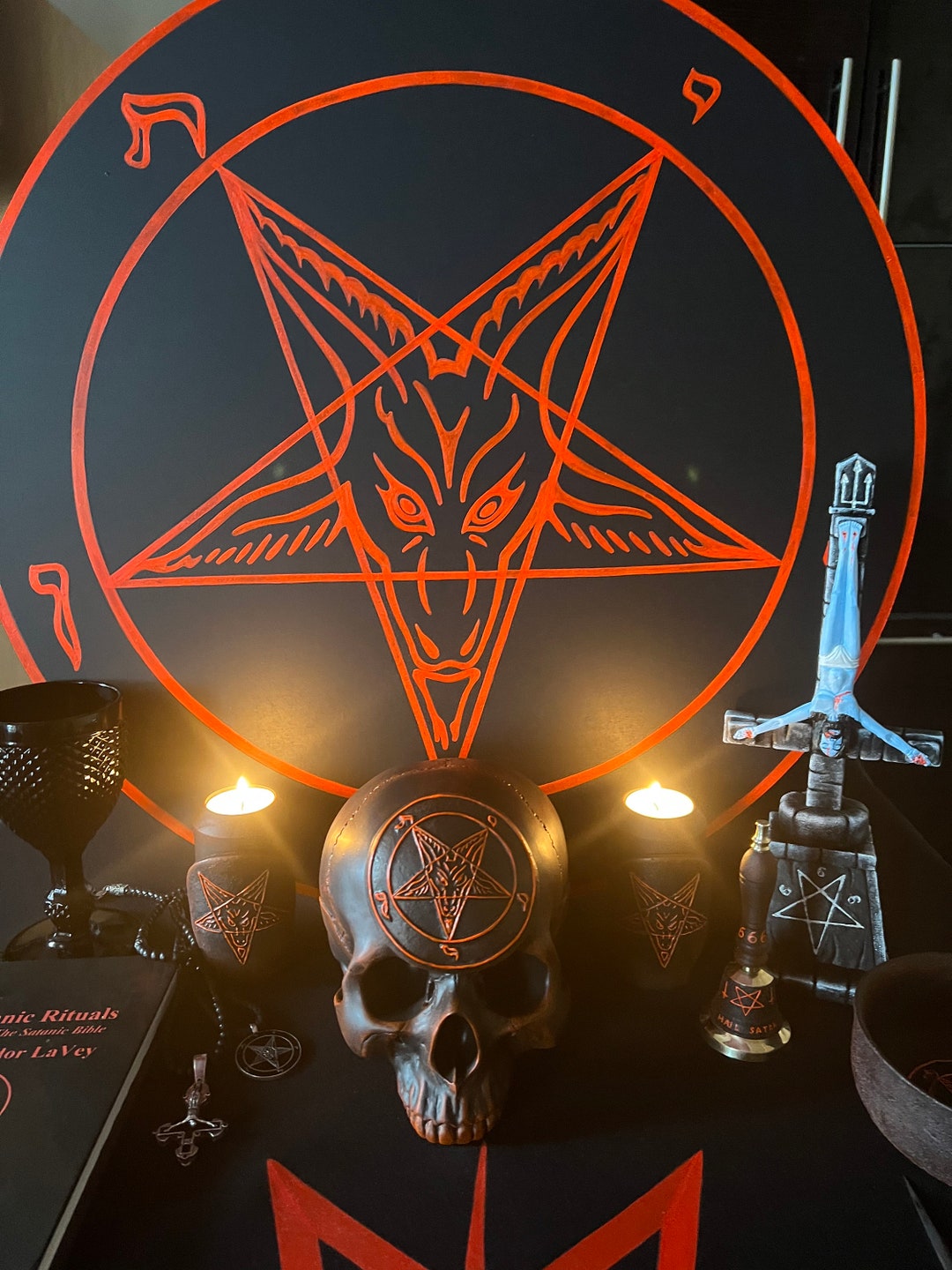 Wall Plaque Baphomet Satan Pentacle Anton Lavey Sigil Satan - Etsy