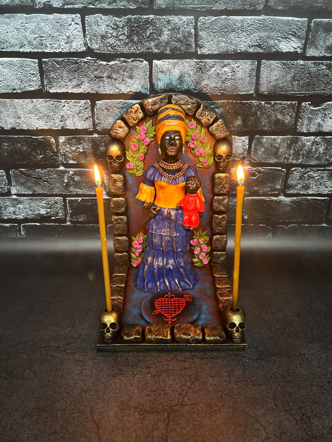 Erzulie Dantor Veve Altar Statue Voodoo Ritual Tool Loa Cult and ...