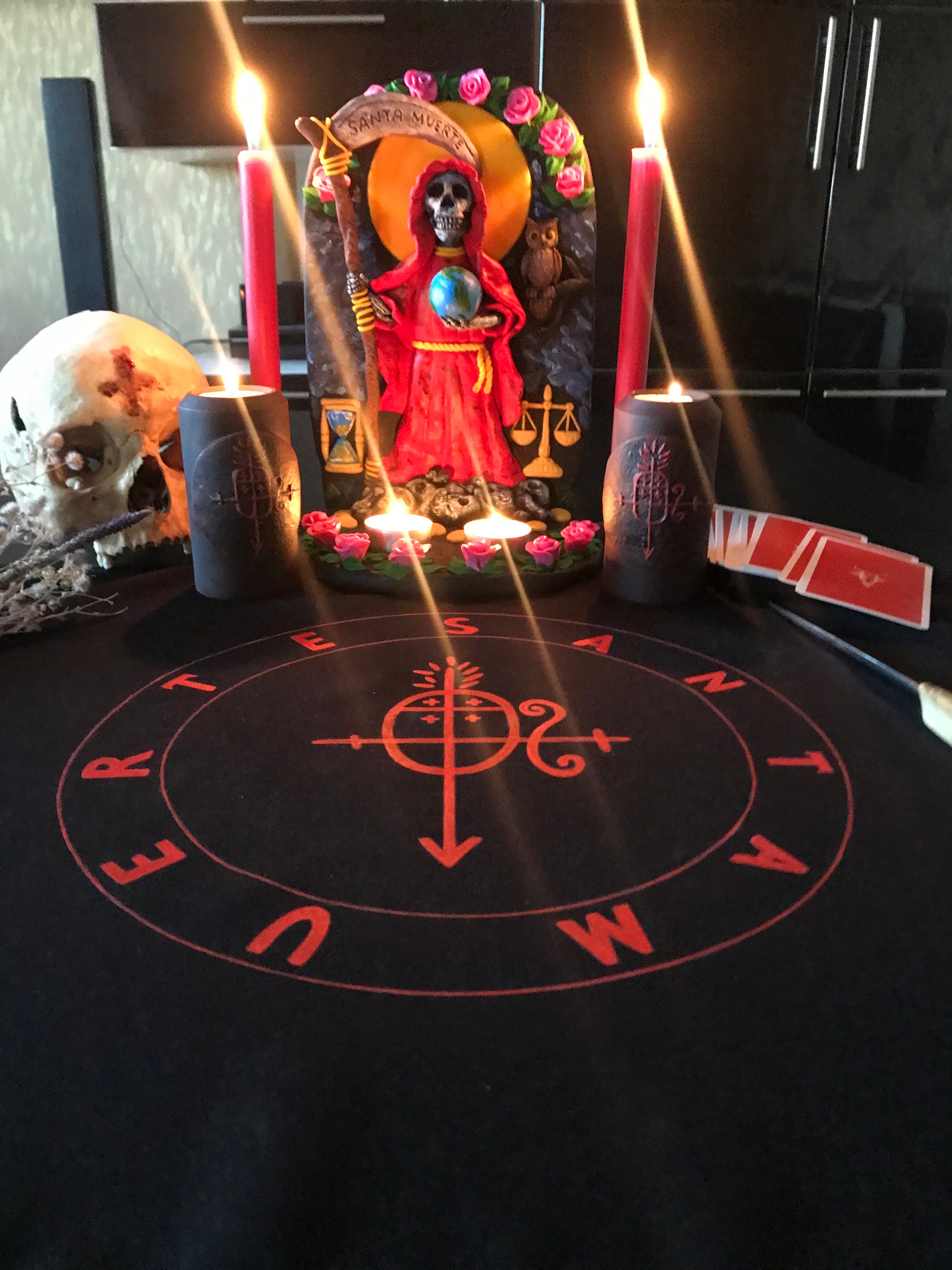 Santa Muerte Holy Death Altar Ritual Tablecloth - Etsy
