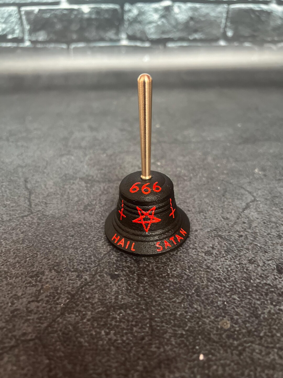 Baphomet Satan 666 Altar Ritual Hand Bell Occult Demonology Handcrafted ...