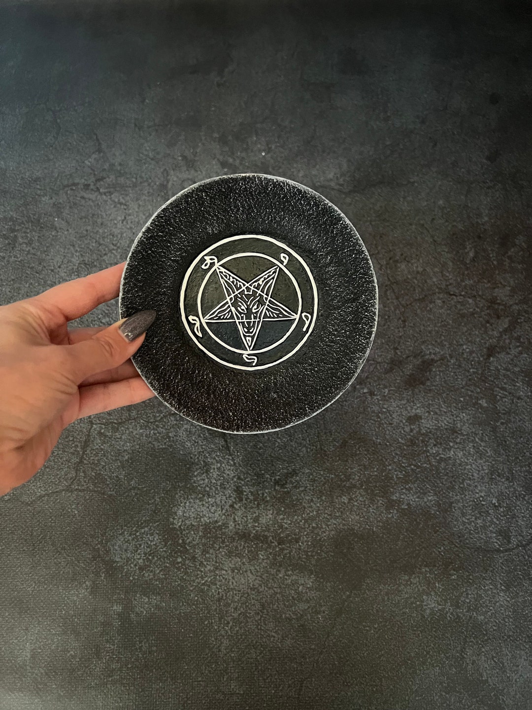 Baphomet Offering Bowl Anton Lavey Sigil Plate Satan Home Decor Altar ...